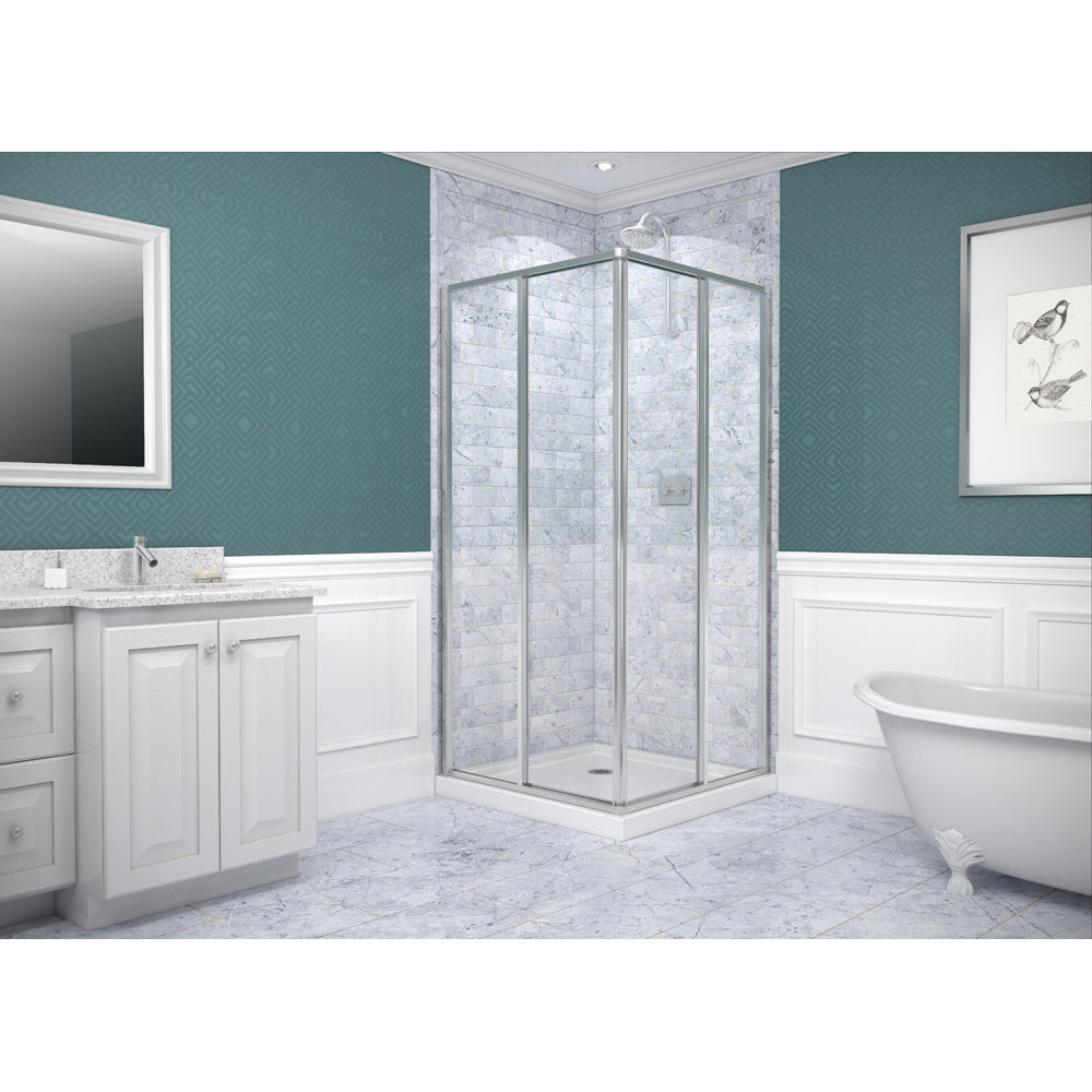 Cornerview 34 1 2 By 34 1 2 Framed Sliding Shower Enclosure Clear 5