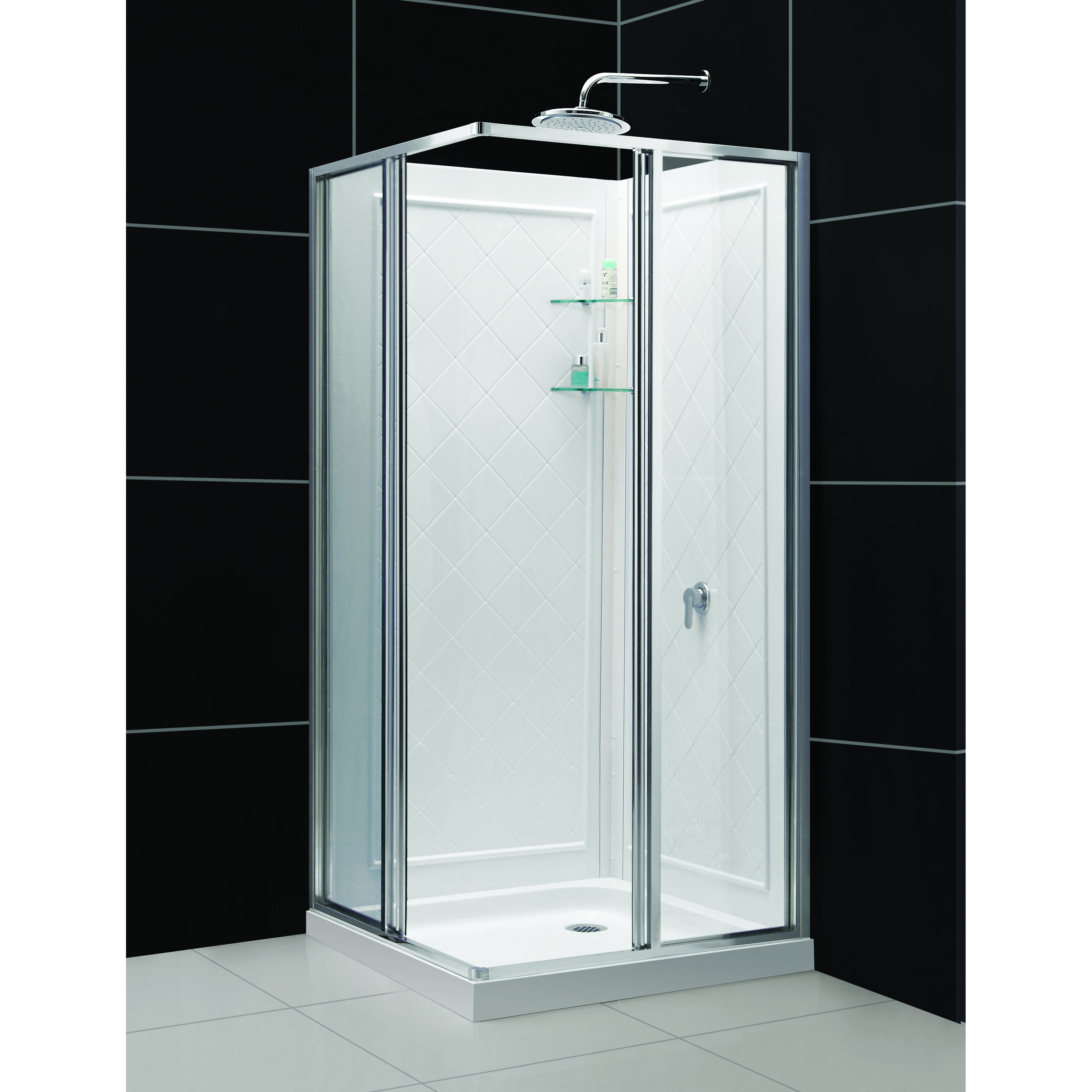 Cornerview 34 1 2 By 34 1 2 Framed Sliding Shower Enclosure Clear 5