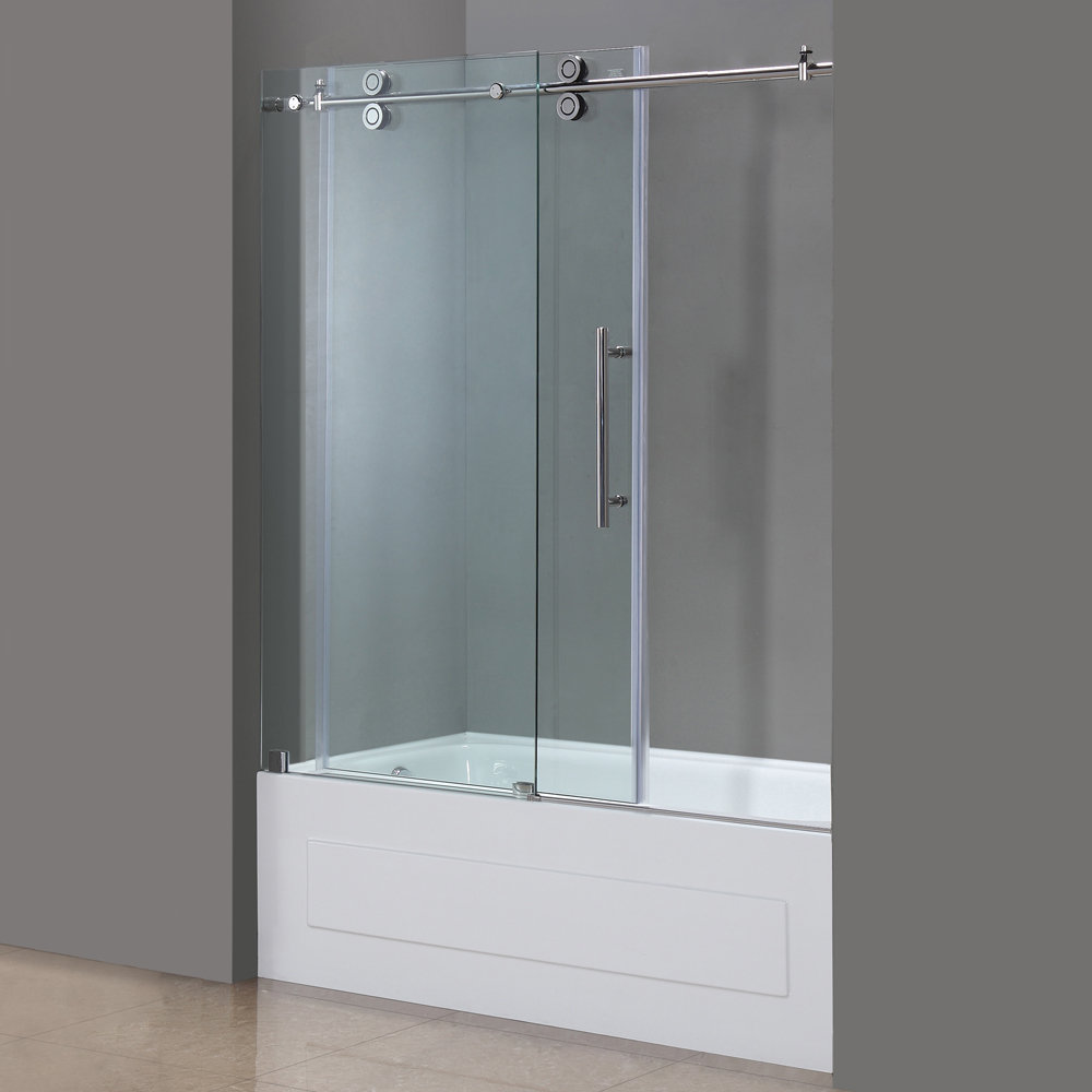 Aston Langham 60 X 60 Completely Frameless Tub Height Sliding Shower