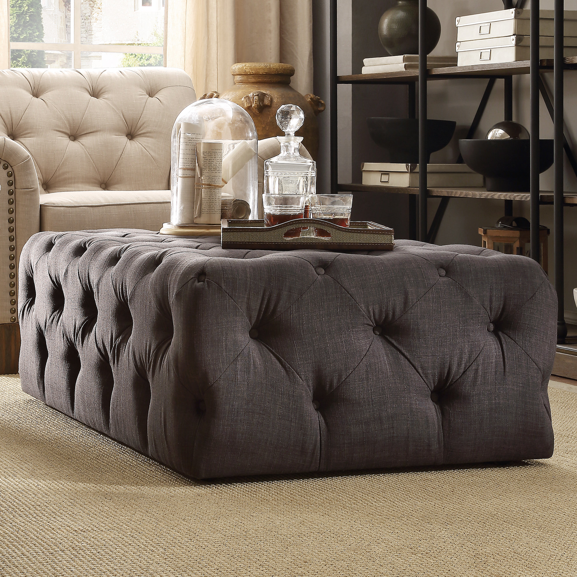Lark Manor Bourges Rectangular Tufted Cocktail Ottoman And Reviews Wayfair